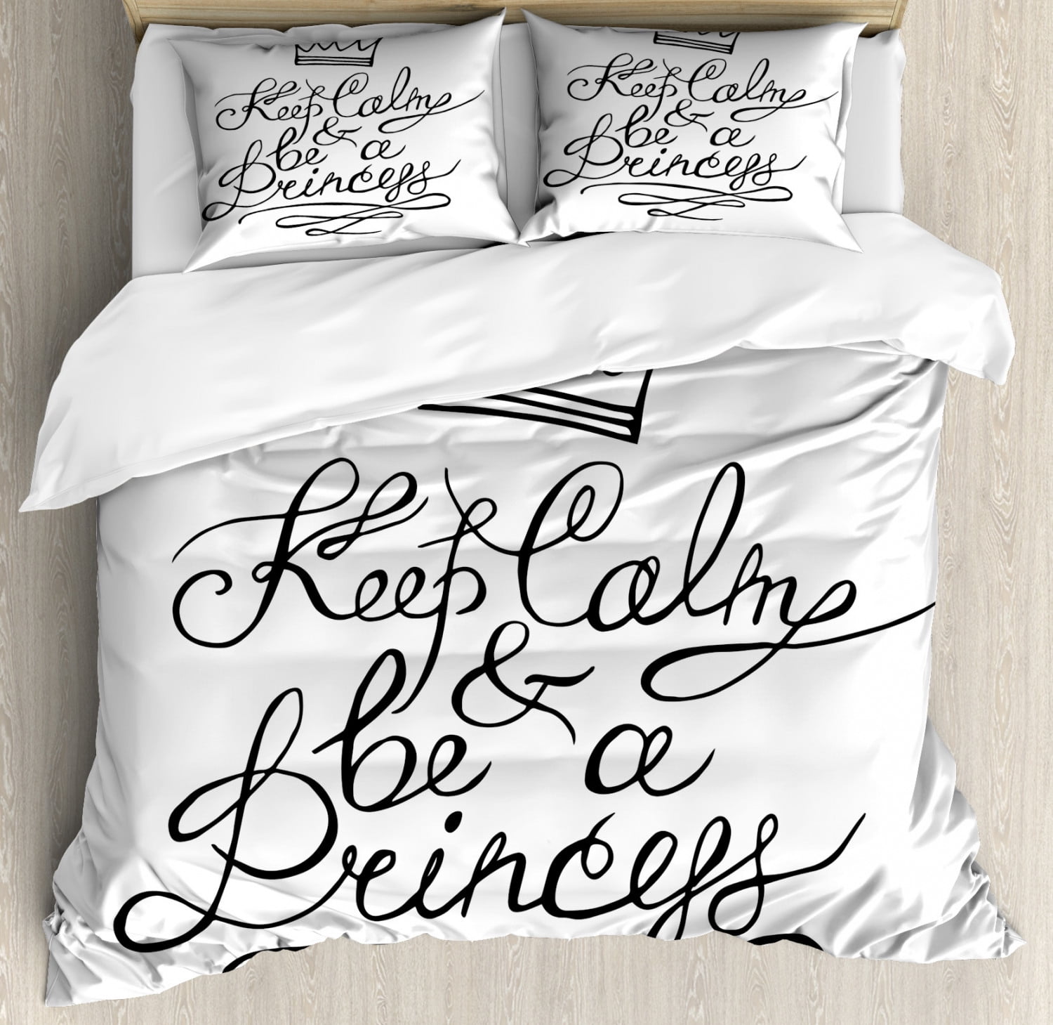 Keep Calm Queen Size Duvet Cover Set, Be a Princess Motivational ...