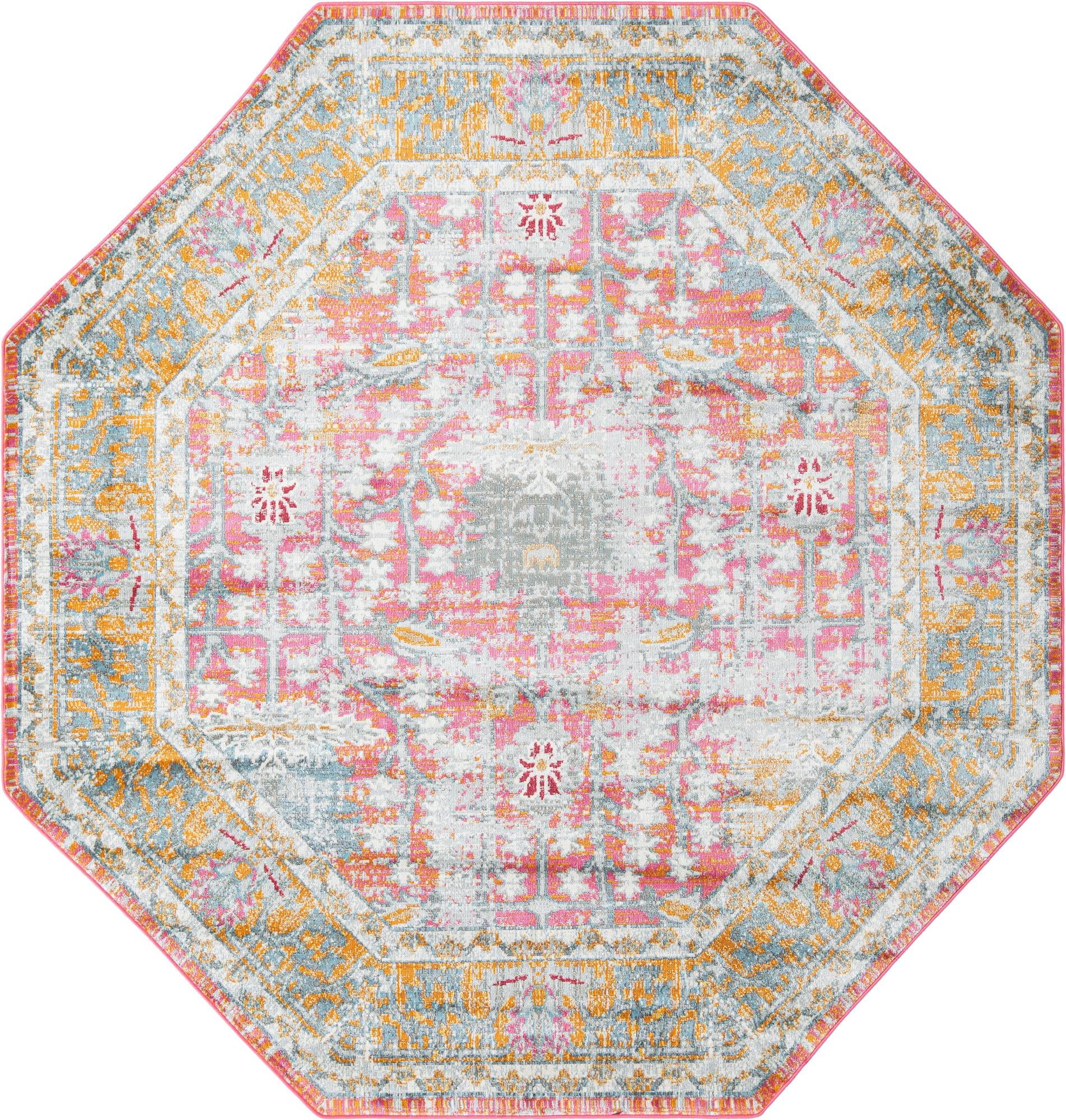 Rugs.com Paragon Collection Rug – 6 Ft Octagon Pink Medium-Pile Rug ...