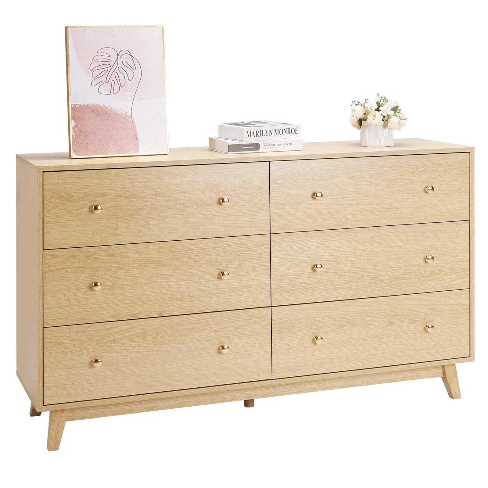 Click here for Vevor 6 Drawer Dresser Wooden Chest Of Drawers Wit... prices