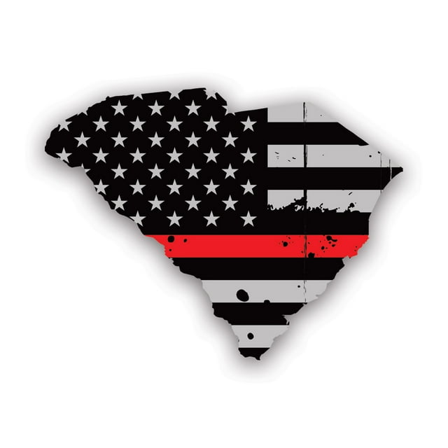 Distressed South Carolina State Shaped Subdued US Flag Thin Red Line ...
