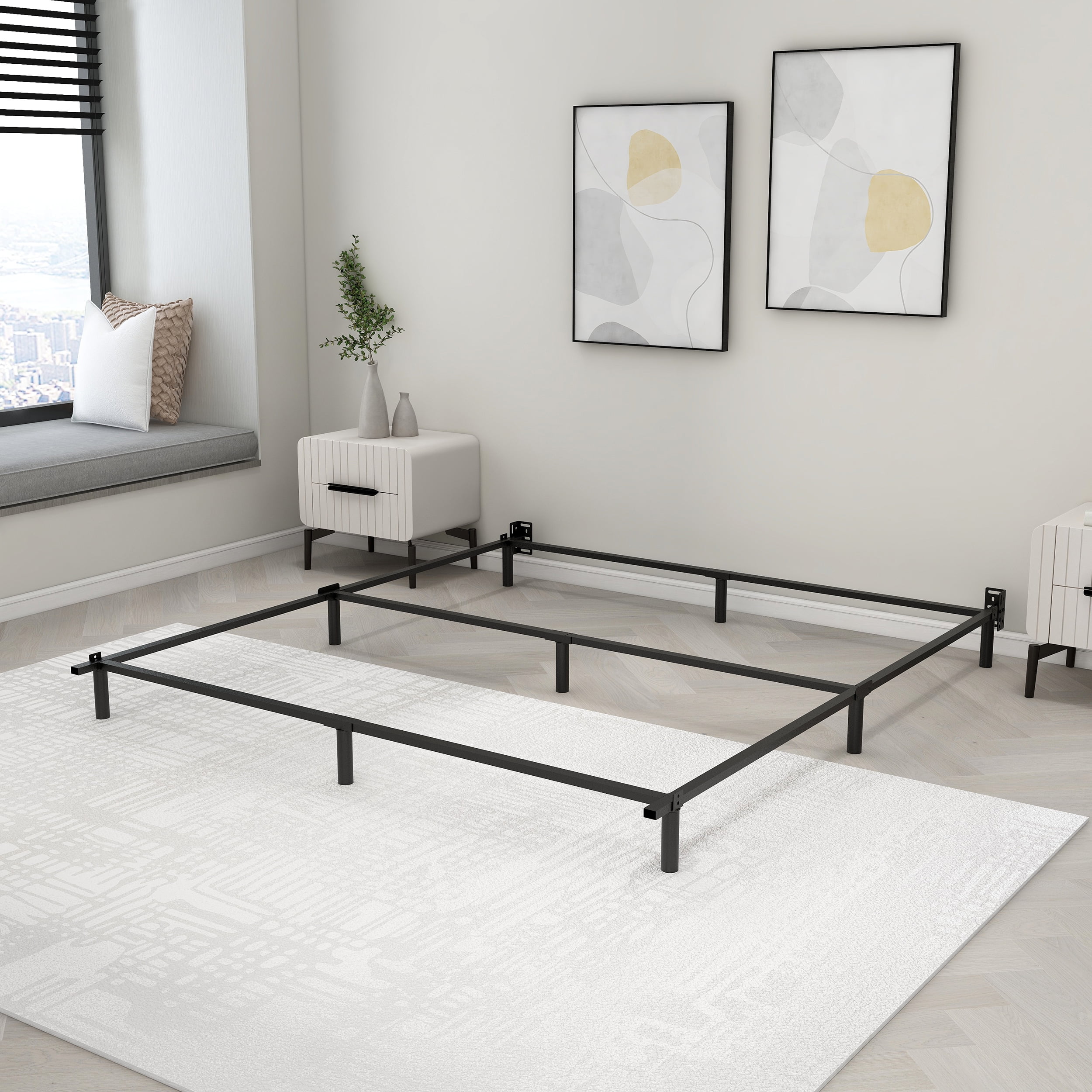 NNV 7" Metal Bed Frame, 9-Leg Support, Box Spring Base, California King ...
