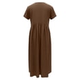 Angala Casual Women Dresses Crew Neck A Line Long Dresses Solid Short ...