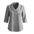 BONIXOOM Women Top, Cotton Lapel Peter Pan Collar Blouse, 3/4 Sleeve ...
