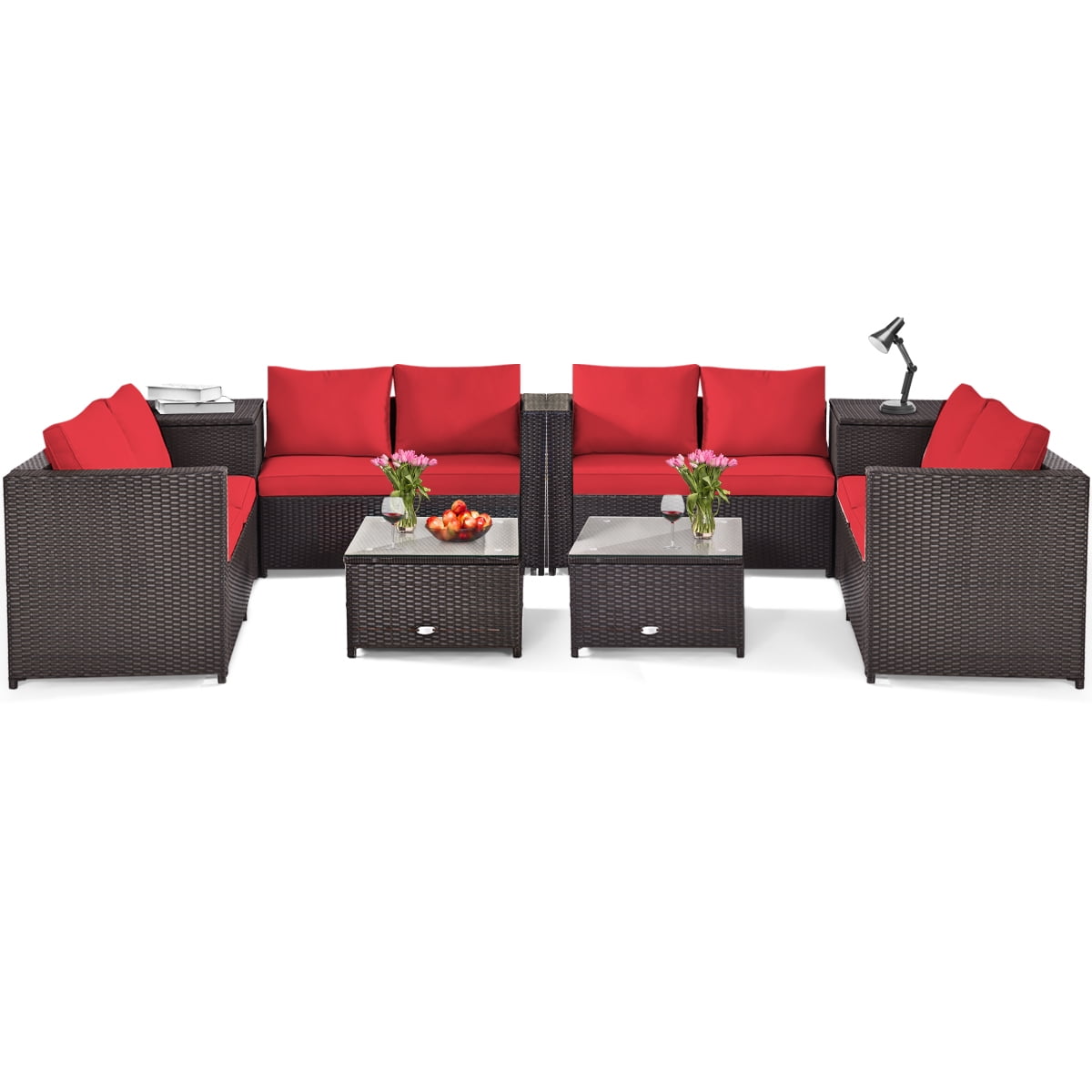 Click here for Patiojoy 8-Piece Outdoor Rattan Sectional Loveseat... prices