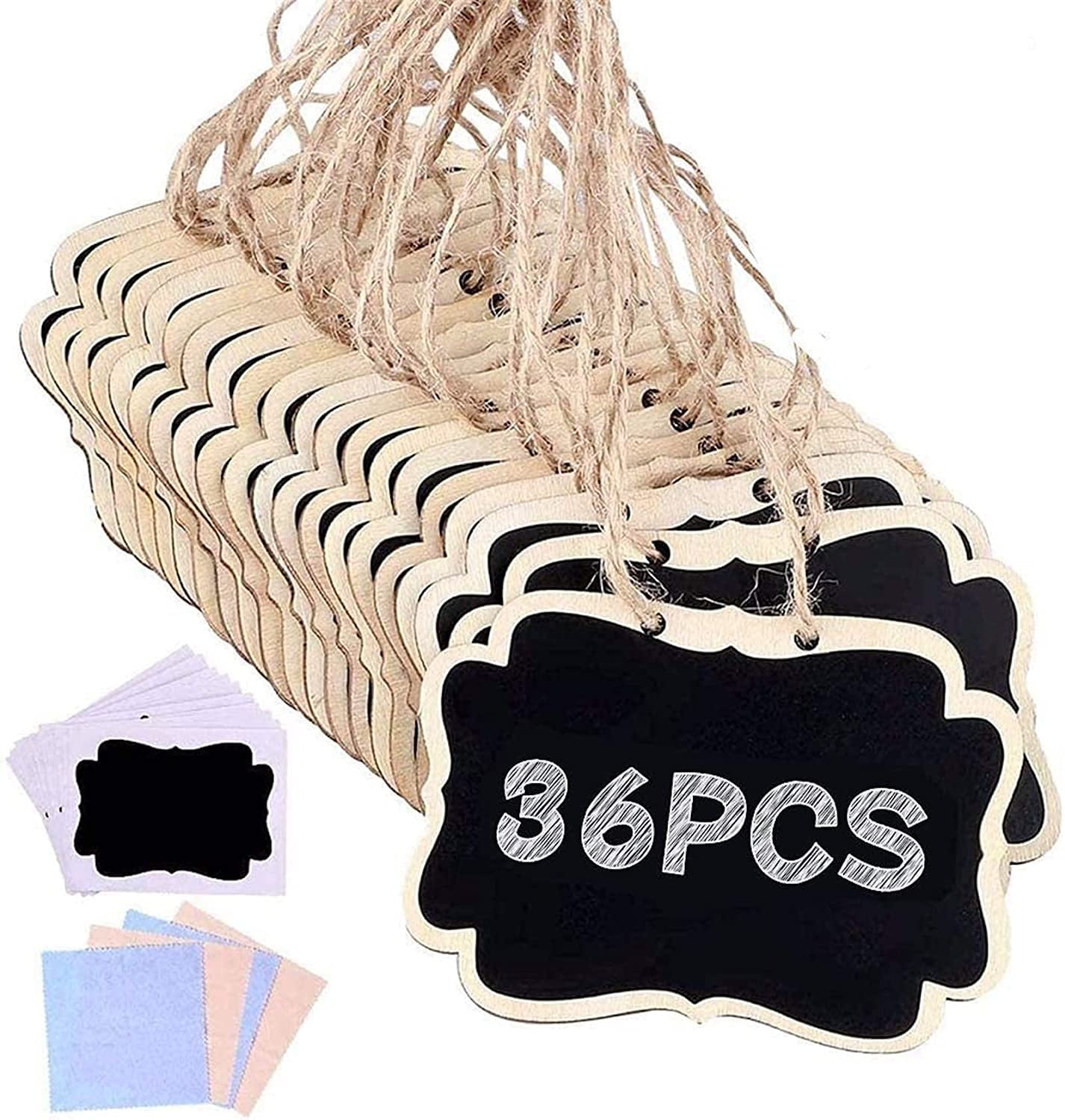 Merek 36pcs Mini Chalkboards Signs, 3.54in x 2.55in Hanging Chalkboards ...