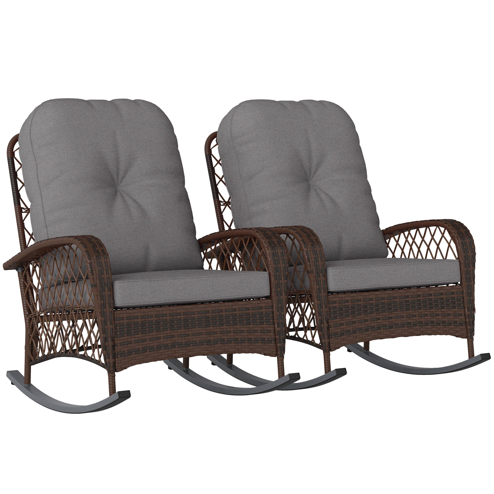 Click here for Outsunny 2 Pcs Rattan Rocking Chair With Soft Cush... prices