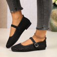 Bkhluea Women Geometric Embroidery Mesh Mary Jane Flat Shoes Adjustable ...