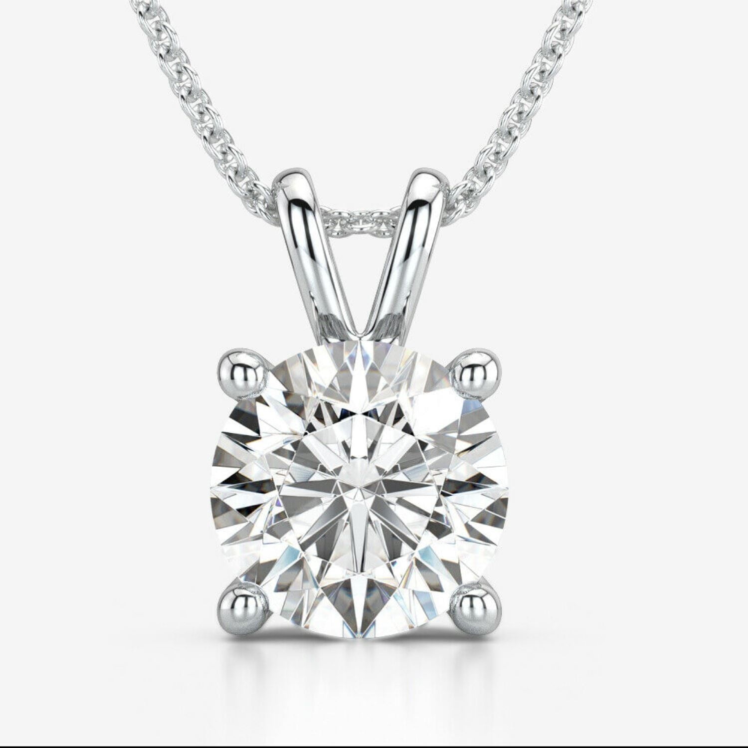 Genuine 1/2 Carat Natural Solitaire Round Cut Diamond 4 Prong Pendant ...