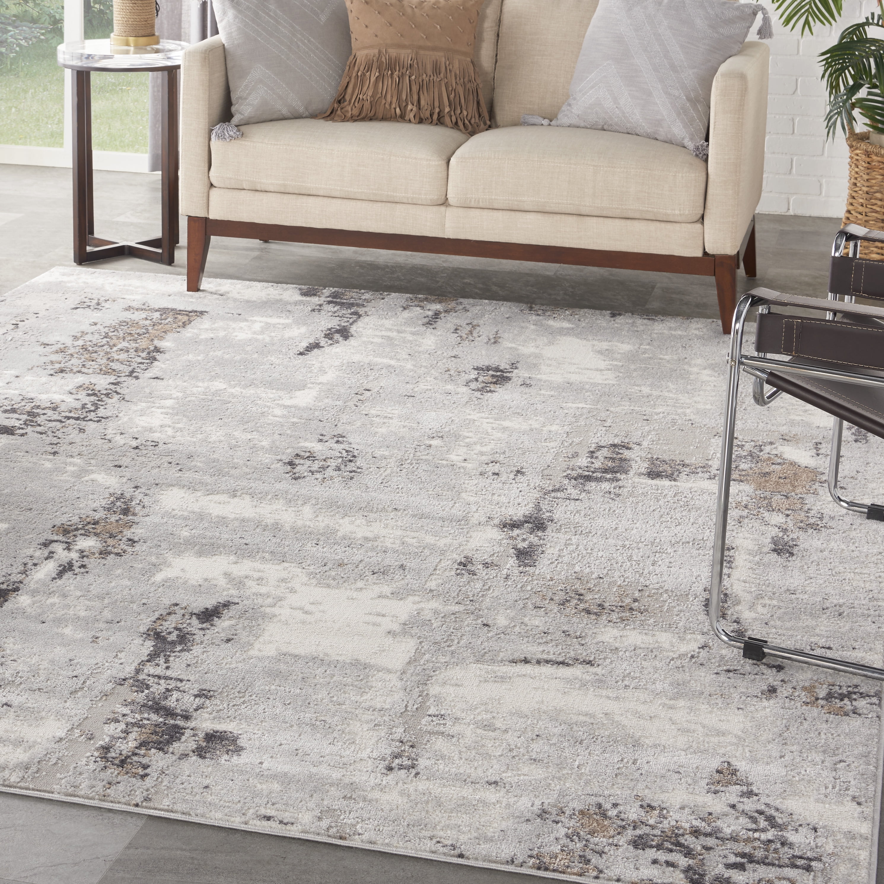 Nourison Elation Contemporary Abstract Grey Ivory 7'10" x 9'10" Area ...
