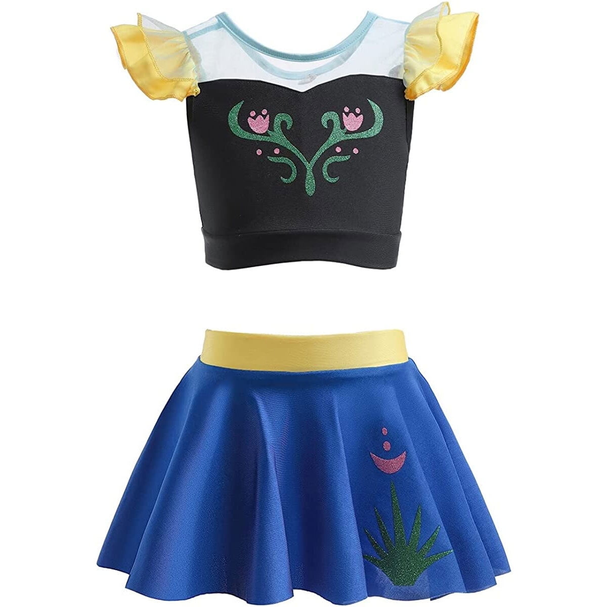 Girls Princess Two Piece Swimsuit Elsa Ruffle Bathing Bikini Suit ...