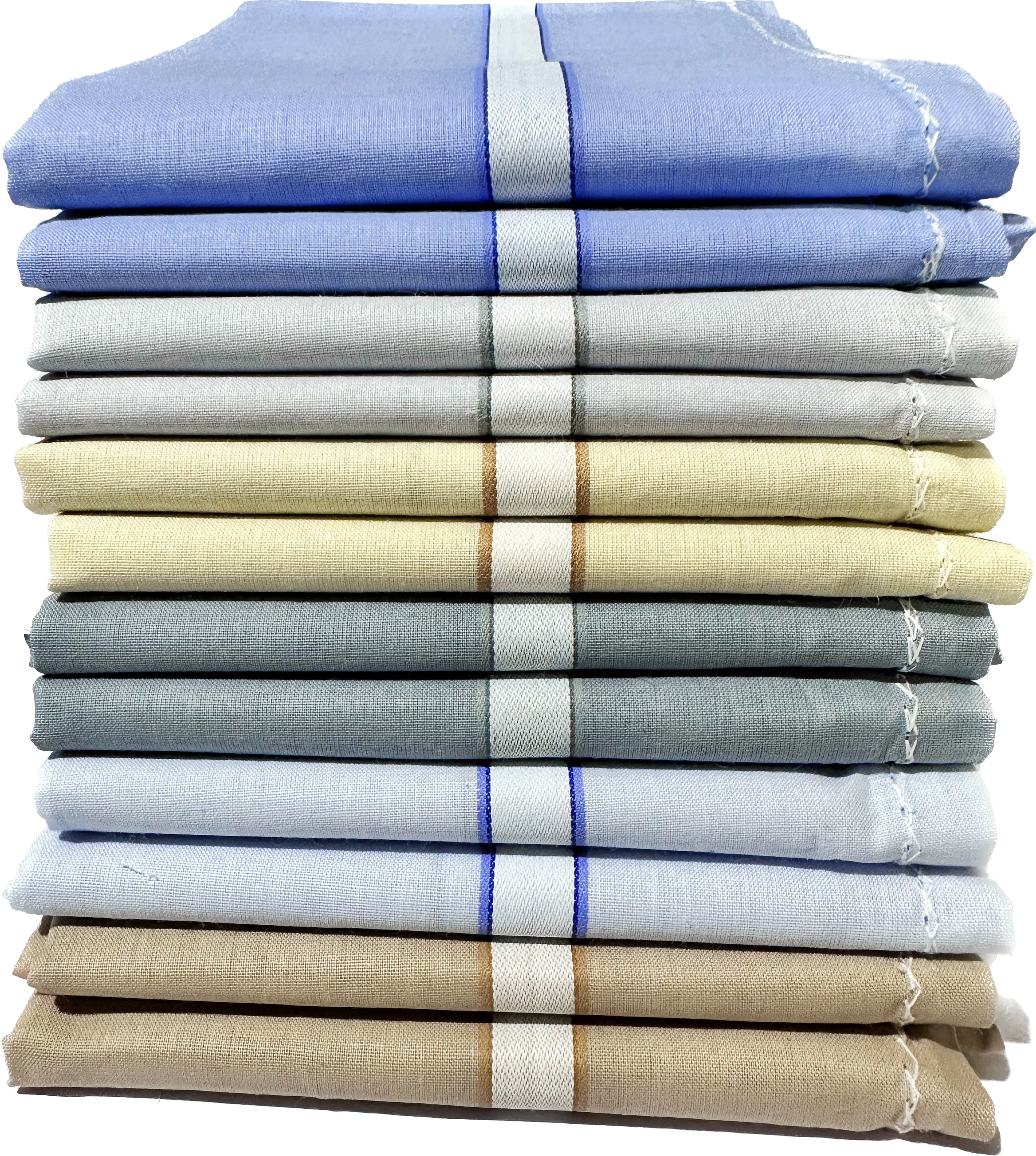 Royal Mart 12 Men's Cotton Handkerchief Set - 15+ Inches, Dark Striped ...