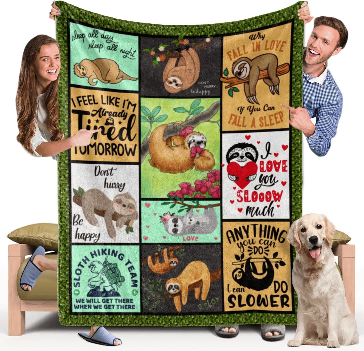 Sloth Blanket Fleece Soft Cozy Throw Blanket for Couch Bed Living Room ...