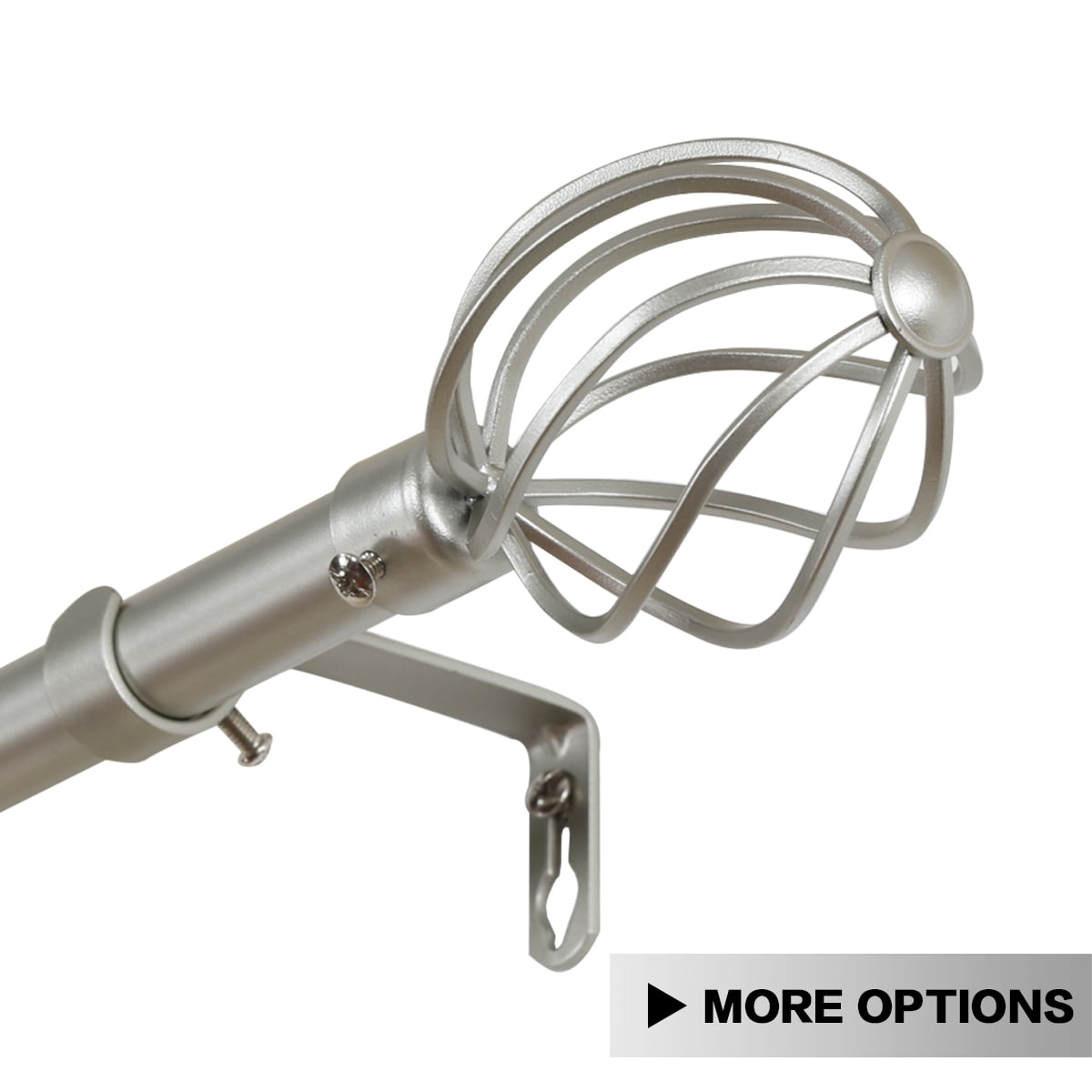 Window Treatment Single Curtain Rods Set, Twisted Cage Finials, Length ...