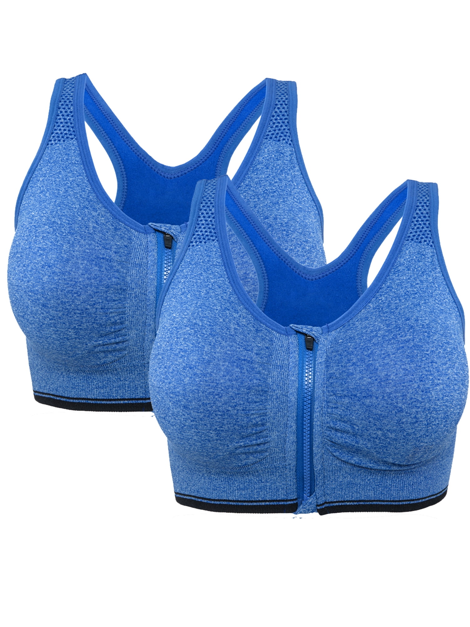 YouLoveIt Women's Sports Bra, 2 pack Front Zipper Closure Sports Bra ...