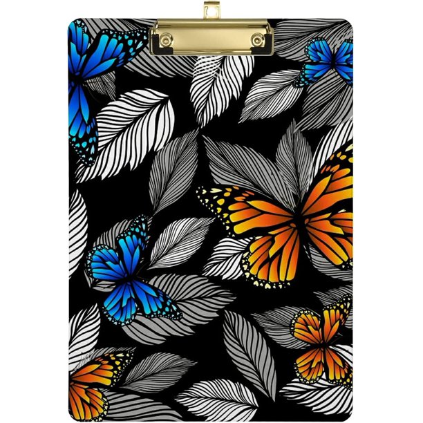 POGLIP Leaves Butterfly Clipboard Hardboard Wood Nursing Clip Board and ...