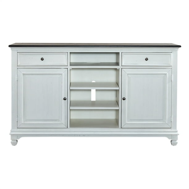 Pemberly Row Farmhouse 68" Highboy TV Console in White - Walmart.com