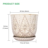 Gepege 8 Inch Ceramic Planter Pot with Drainage Holes, Saucers, and ...