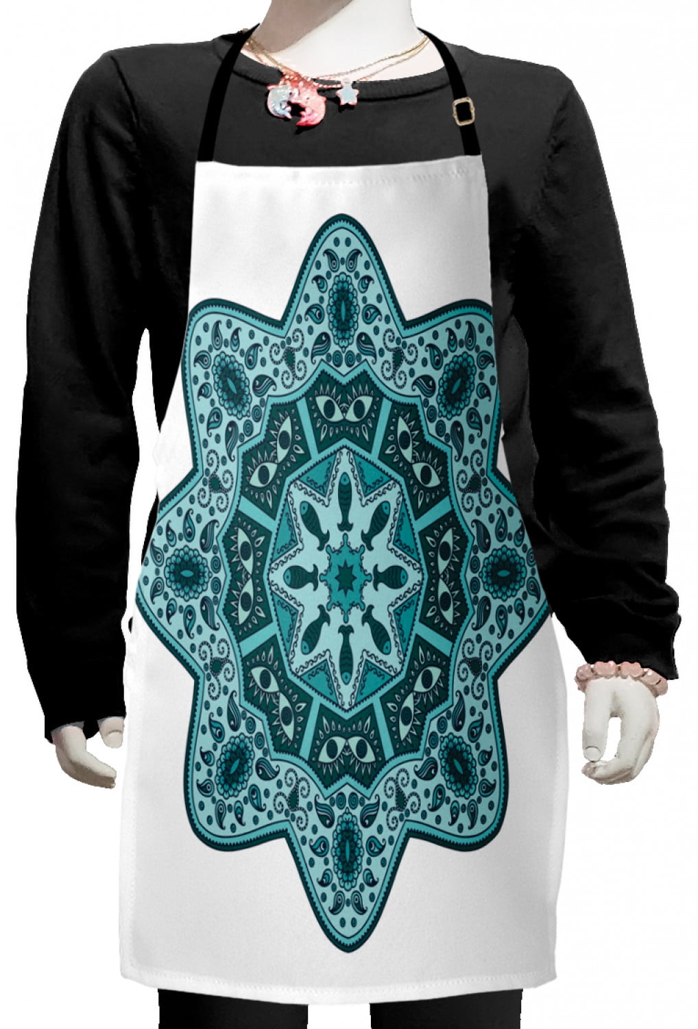 Mandala Kids Apron, Eastern Chinese Design Lace Like Mandala with Inner ...