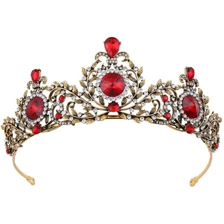 Ruby Tiara Vintage Baroque Queen Crown Noble Crystal Bridal Tiara for ...