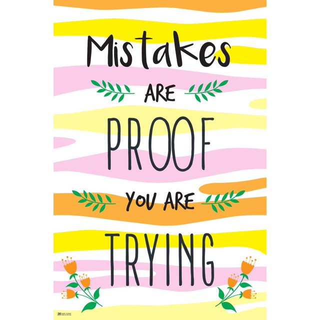 Mistakes Classroom Poster Schoolgirl Style Decor Thick Paper Sign Print ...