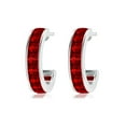 ANGARA Lab Grown 2.64 Ct Channel-Set Square Ruby Huggie Hoop Earrings ...