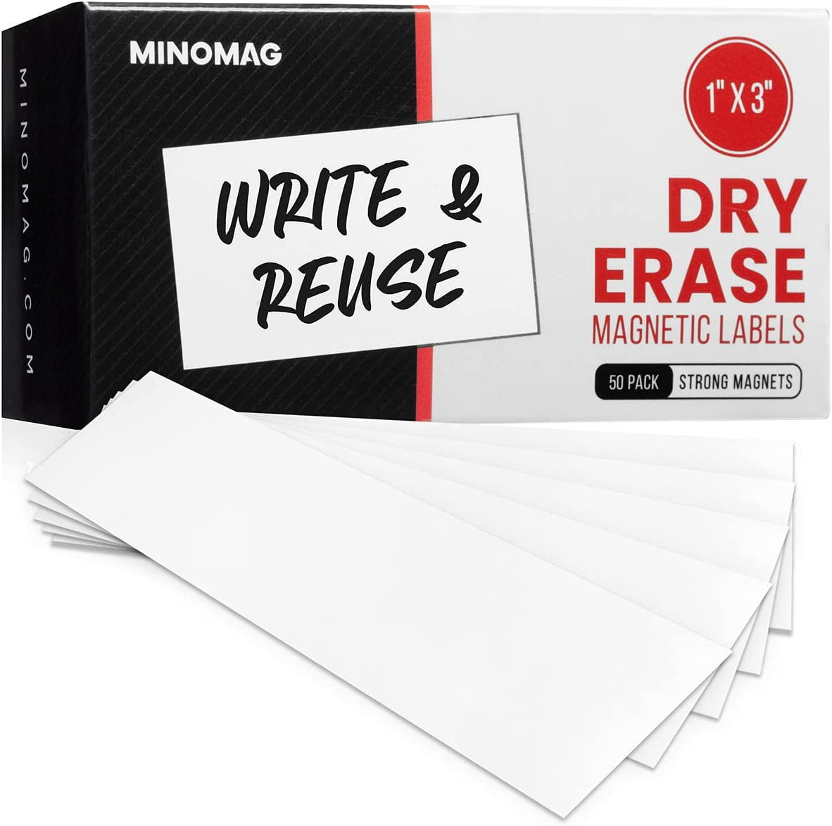 Minomag Magnetic Dry Erase Labels 1x3 inch (50 Count) - Walmart.com