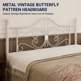 Allewie Queen Size Bed Frame, Vintage White Metal with Elegant Butterfly Pattern Design, Sturdy ...