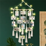 Hanging Photo Display,Picture Holder with LED String Light Decor,Wall ...
