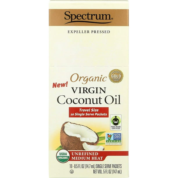 Spectrum Naturals Organic Unrefined Virgin Coconut Oil Packets, 10 ... Spectrum Naturals Organic Unrefined Virgin Coconut Oil Packets, 10 ...