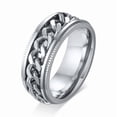 8mm Spinner Chain Unique Mens Womens Ring Textured Edge 14K White Gold ...