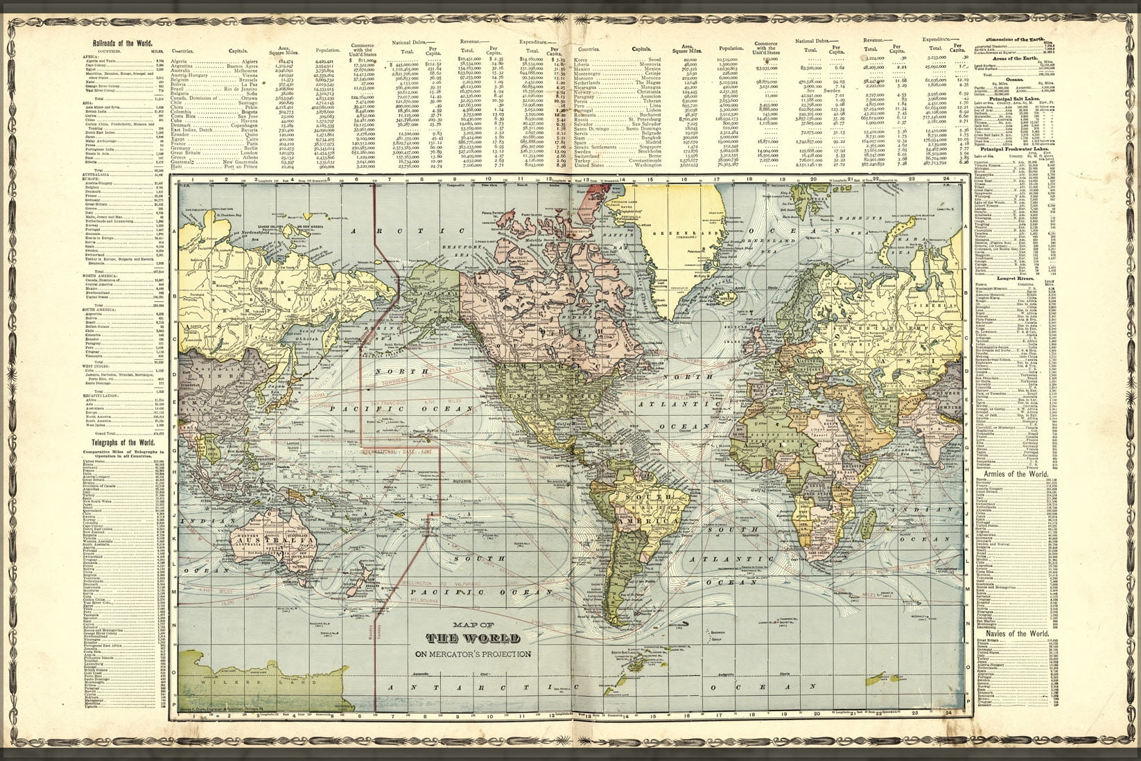 24"x36" Gallery Poster, Map of the World 1906 - Walmart.com