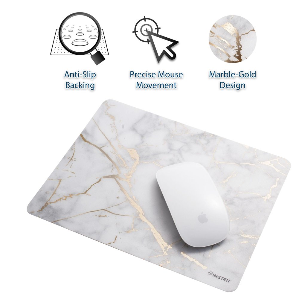 Insten Laptop Mouse Pad Ultra Thin Reflective Non Slip Marble Mouse Pad ...
