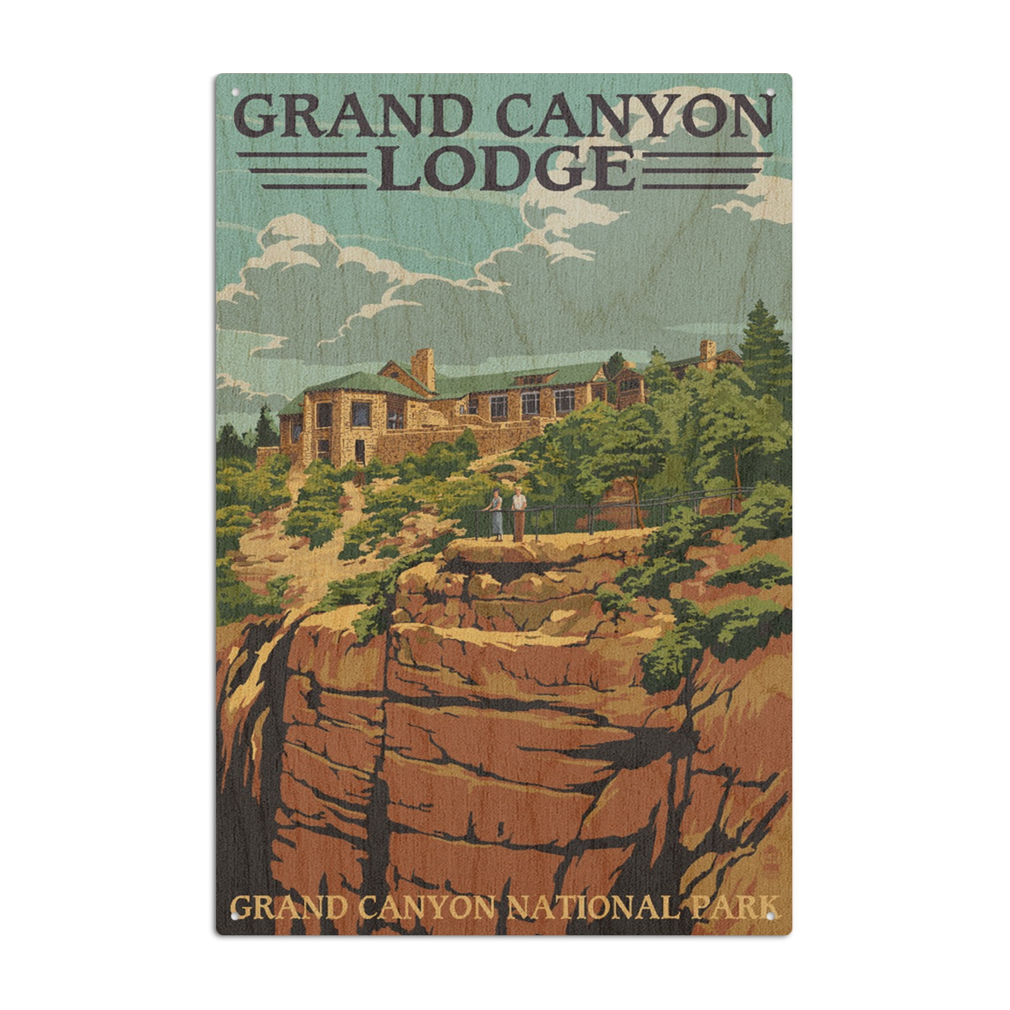 Grand Canyon National Park, Lodge View Birch Wood Wall Sign (6x9 Rustic ...