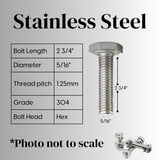 The Rocky Tools M8 5/16" Stainless Steel 304 Hex Head Grade 8 Bolts and ...