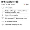 HP Smart Tank 5102 Wireless All-in-One Color Inkjet Home Printer with WIFI Direct & Scanner ...