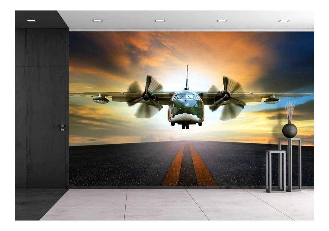 Wall26 Old Military Container Plane Approach to Asphalt Airport Runways ...