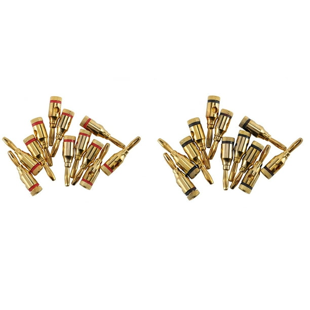 Banana Plugs Open Screw 24K Gold Plated Plugs Audio Jack Connector for ...