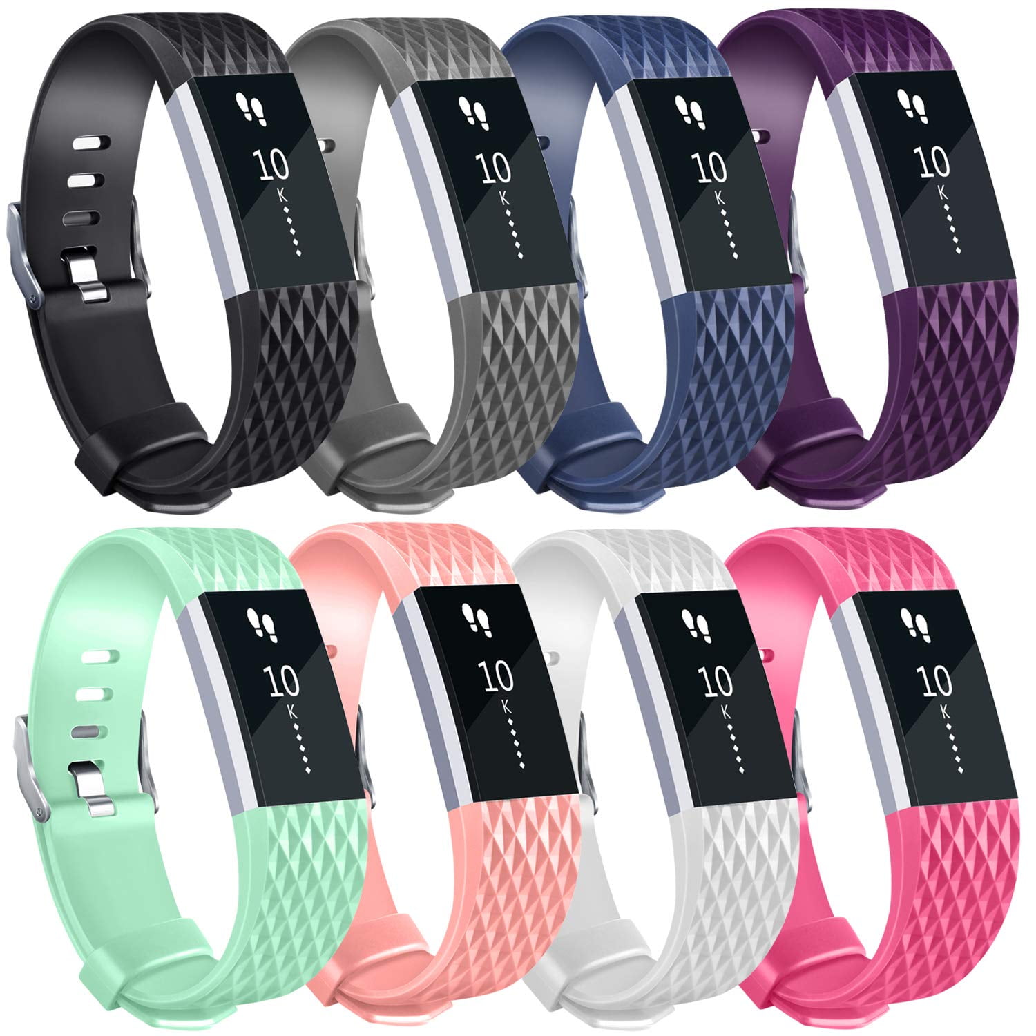 8 Pack Compatible Fitbit Charge 2 Band, Silicone Replacement Band for ... 8 Pack Compatible Fitbit Charge 2 Band, Silicone Replacement Band for ...