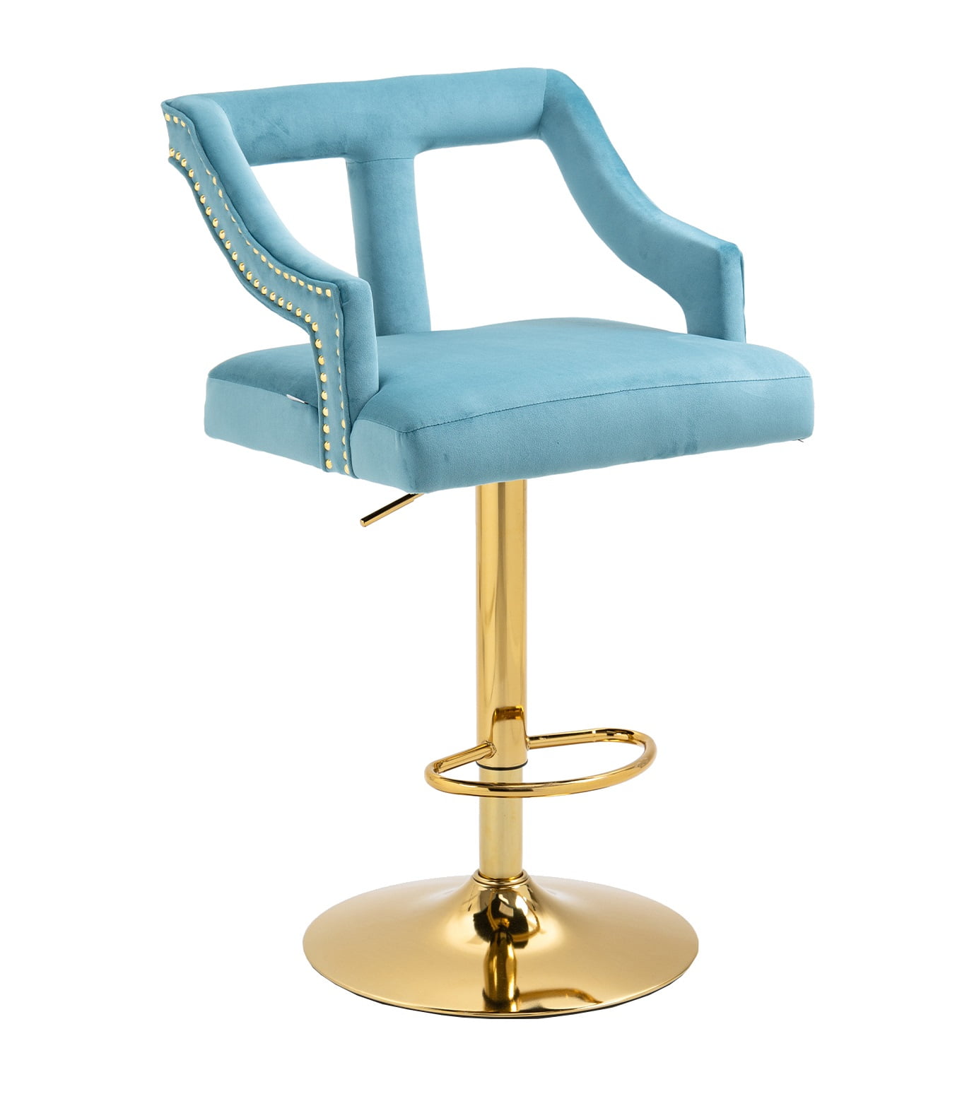 Kitchen High Bar Chairs with Rivets Detailing Polyester Velvet Bar ...