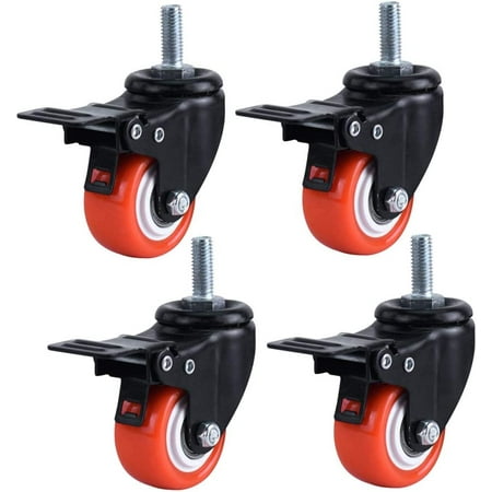 1.5 Inch Swivel Caster Wheels PU 360 Degree Threaded Stem Caster Wheel ...