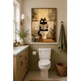 Affixzi Black Cat Reading Newspaper on Toilet Art Print, Funny Bathroom ...