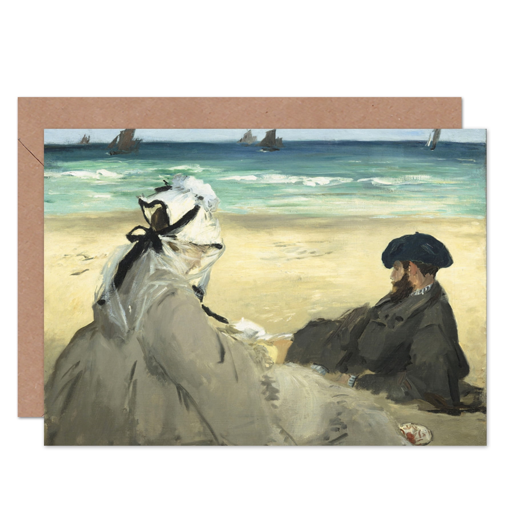 Edouard Manet On The Beach Fine Art Greetings Card Plus Envelope Blank ...