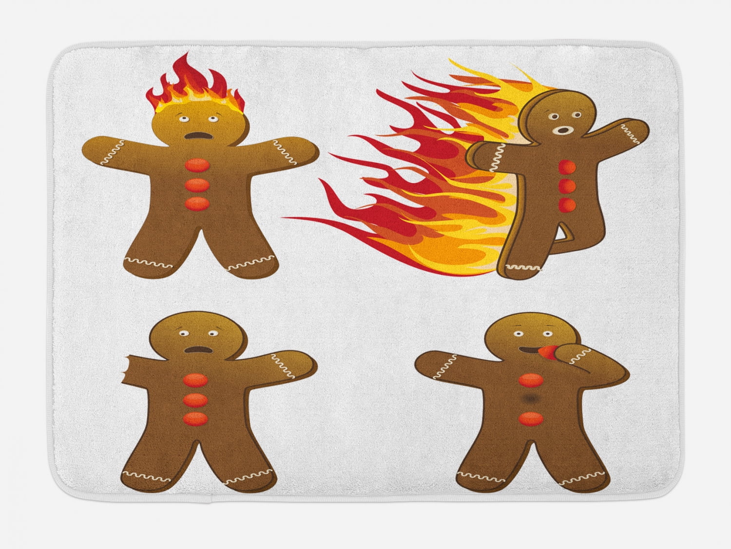 Gingerbread Man Bath Mat, Gingerbread Man in Humorous Positions Caught ...