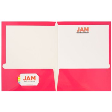 JAM Paper Glossy 3 Hole Punch Folders, Fuchsia Pink, 25 per Pack ...