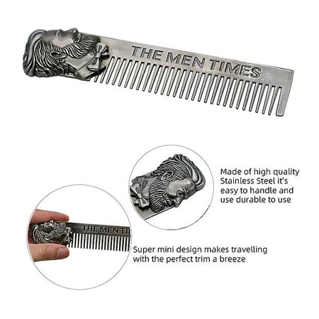 FanShow Stainless Steel Comb Retro Oil Head Style Comb Human Head Beard ...