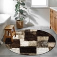 Area Rug 48in, Brown White Gradient Farm Floor Carpet Living Room Rug ...