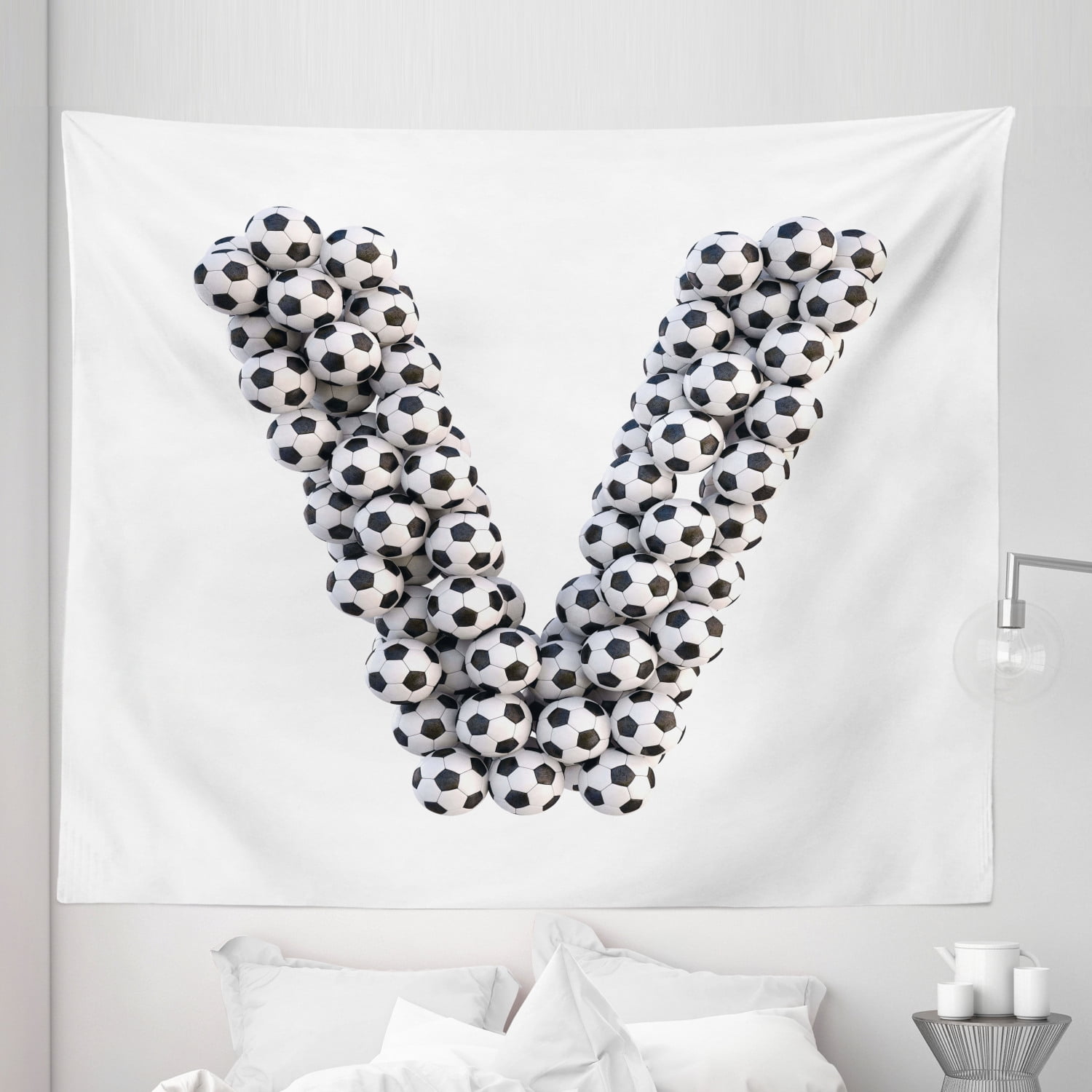 Letter V Tapestry, Diagonal Stripe Design Alphabet V Sport Themed Match ...