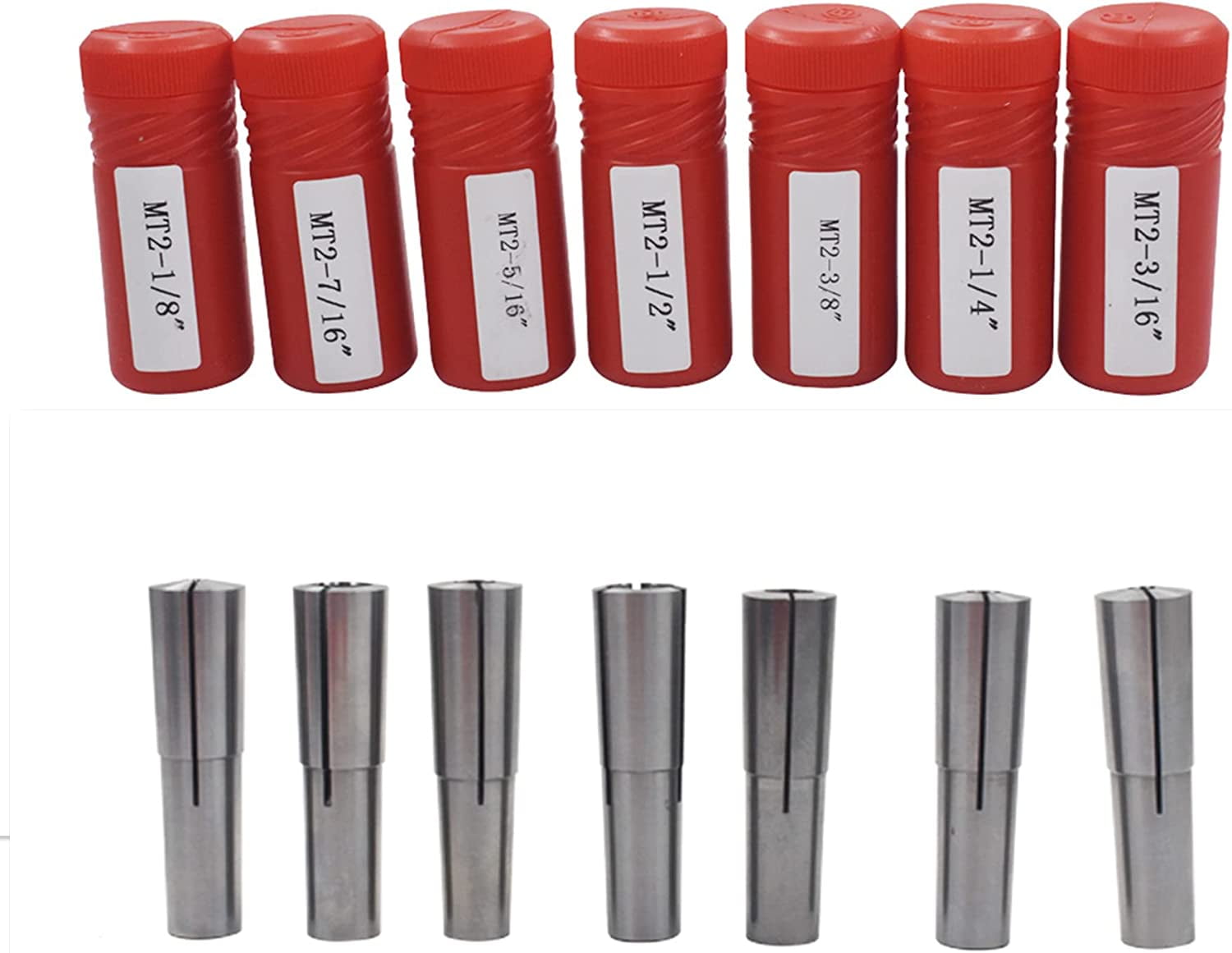 PET-U Morse Taper Collet Kit MT2 Taper Collet 1/8-1/2 Inch Tail Wire 3/ ...