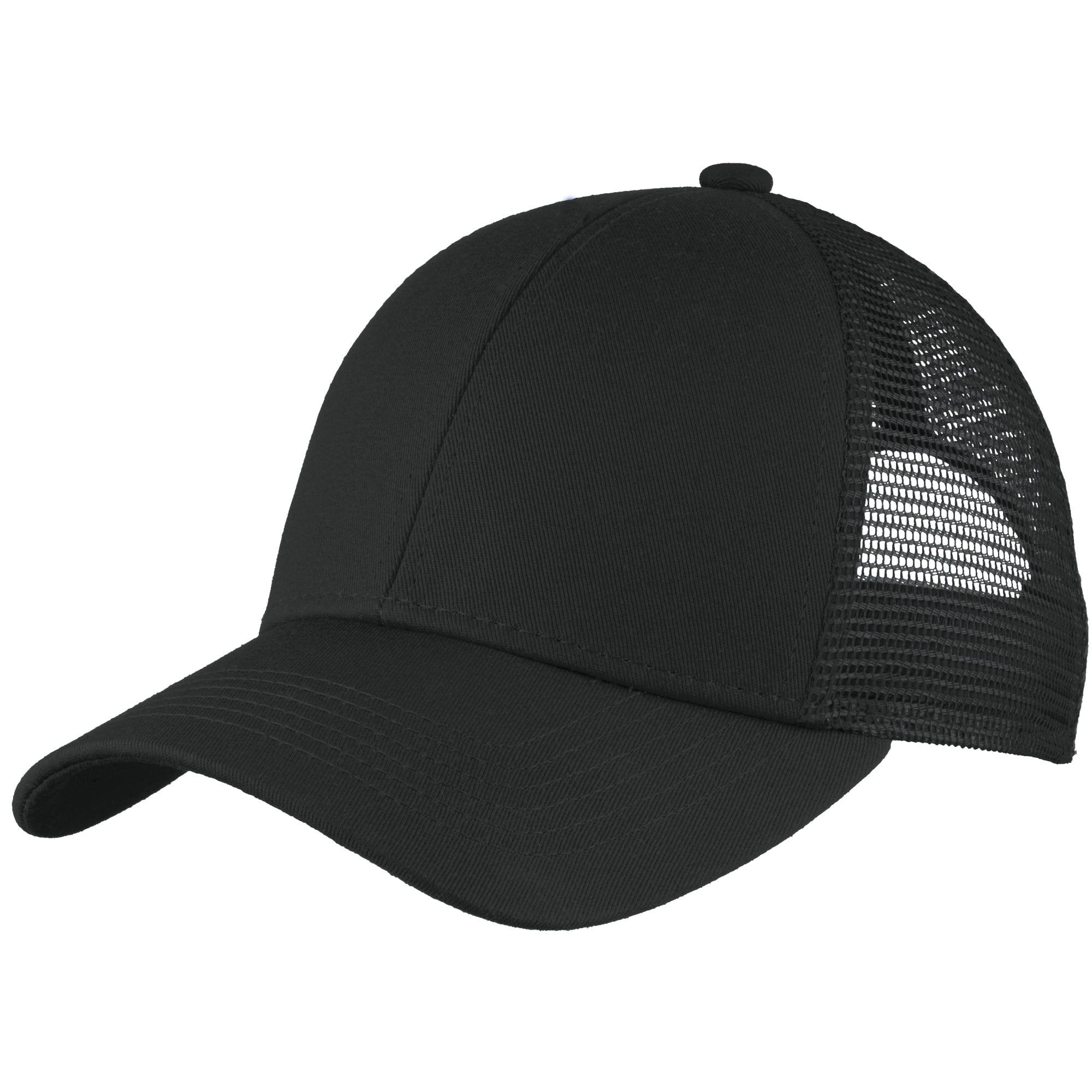 Mens Adjustable Cotton/Polyester Mesh Back Cap Black - Walmart.com