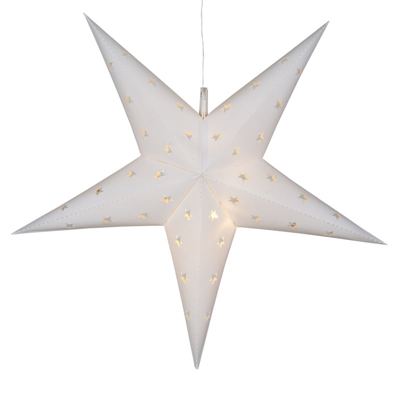Aurora Superstar 18" White Hanging 5 Point Star Light LED Lantern Decor ...